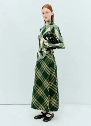 Burberry Wool Check Midi Skirt
