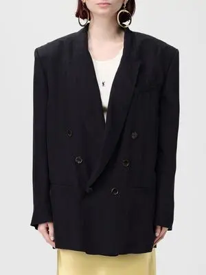 Saint Laurent Double Breasted Fluid Silk Oversized Blazer