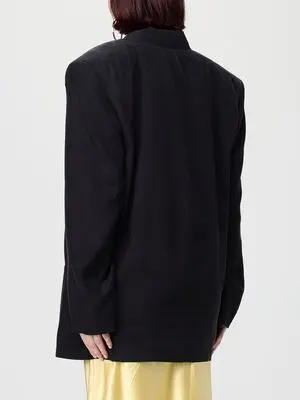 Saint Laurent Double Breasted Fluid Silk Oversized Blazer