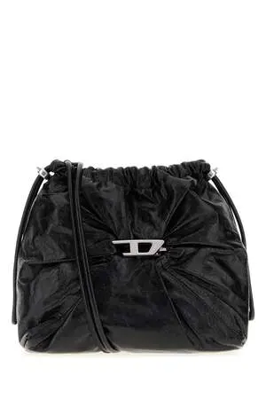 DIESEL® Leather Scrunch-d Bucket Bag - Black