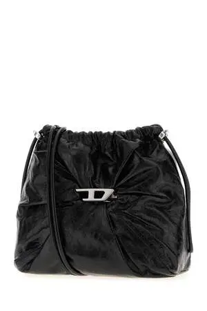 DIESEL® Leather Scrunch-d Bucket Bag - Black