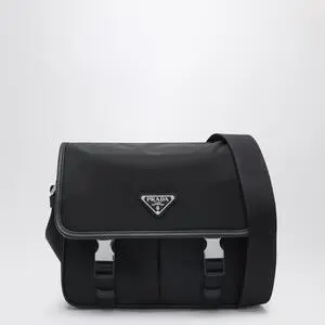 Prada Re-nylon And Saffiano Leather Shoulder Bag - Black