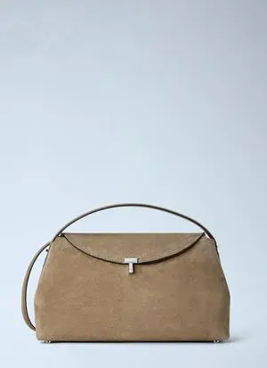 TOTEME T-lock Suede Top Handle - Brown