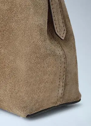 TOTEME T-lock Suede Top Handle - Brown