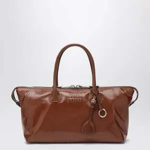 Miu Miu Miu Miu Brown Glossy Leather Top Handle Bag Women Brown