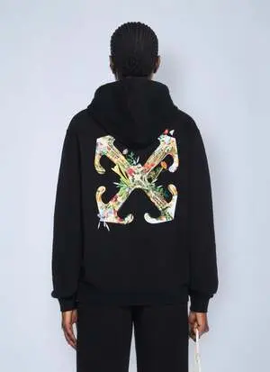 Off-White Arrow Glass Flower Logo Hooded Sweatshirt - Black
