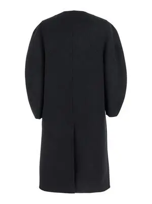 Fendi Crewneck Wool Blend Coat With Shearling Pockets - Multicolor