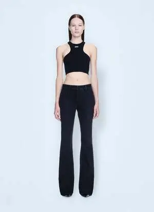 Off-White Ribbed Tank Top - Black