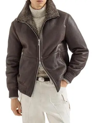 Brunello Cucinelli Shearling Bomber - Brown