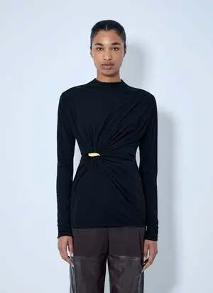 Bottega Veneta Twist Detail Long Sleeve Top - Black