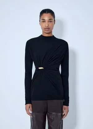 Bottega Veneta Twist Detail Long Sleeve Top - Black