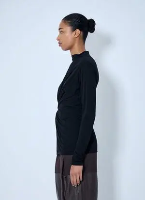 Bottega Veneta Twist Detail Long Sleeve Top - Black