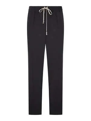 Rick Owens Slim Drawstring Wool Trousers With Drawstring - Black