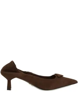 Prada Suede Pumps With Elastic On The Heel - Brown