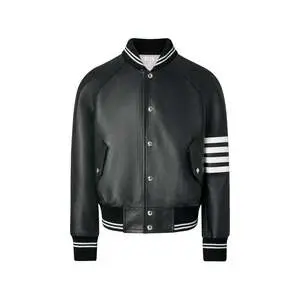 Thom Browne Leather Bomber Jacket - Black