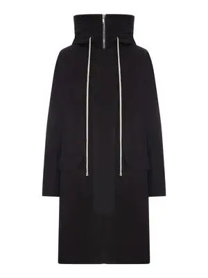 Rick Owens Long Cotton Parka With Hood - Black