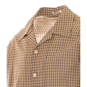 Auralee Short Sleeves Check Shirt - Brown