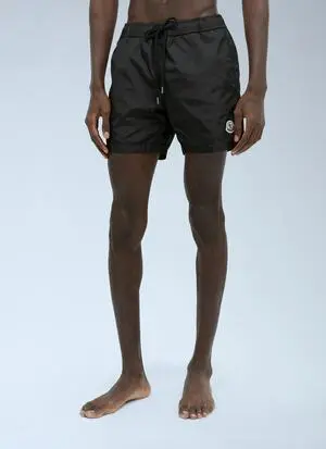 Moncler Logo Patch Swim Shorts - Black