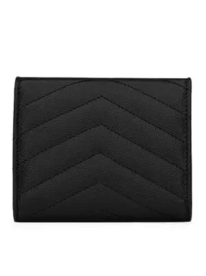 Saint Laurent Cassandre Matelassé Multi-folded Wallet In Grain De Poudre Embossed Leather
