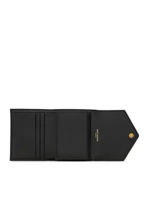 Saint Laurent Cassandre Matelassé Multi-folded Wallet In Grain De Poudre Embossed Leather
