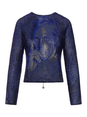 Giorgio Armani Embellished Portrait Long Sleeve Top