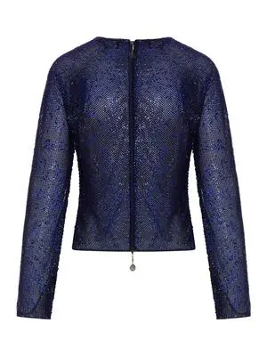 Giorgio Armani Embellished Portrait Long Sleeve Top
