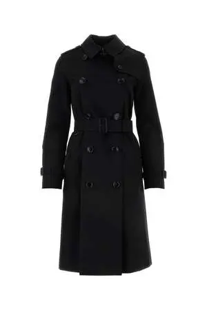 Burberry Gabardine Heritage Kensington Trench Coat - Black