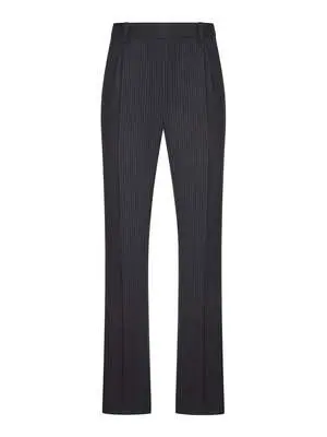 Saint Laurent Tapered Wool Trousers In A Herringbone Striped Pattern - Multicolor