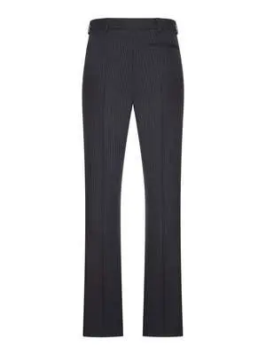 Saint Laurent Tapered Wool Trousers In A Herringbone Striped Pattern