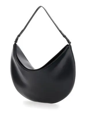 Jacquemus Le Calisso Rond Large' Shoulder Bag With Adjustable Strap And Embossed Logo In Leather For - Black