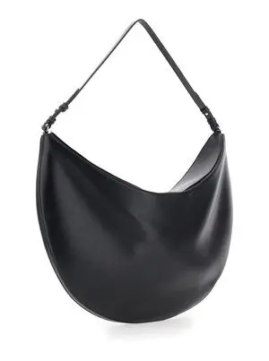 Jacquemus Le Calisso Rond Large' Shoulder Bag With Adjustable Strap And Embossed Logo In Leather For - Black