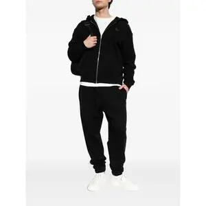 Kenzo Logo Embroidered Zip-up Hoodie - Black