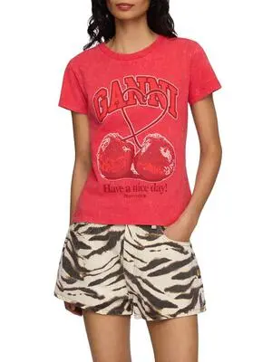 GANNI Jersey T-shirt With Front Logo