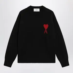 AMI Paris De Coeur Virgin Wool Sweater - Black