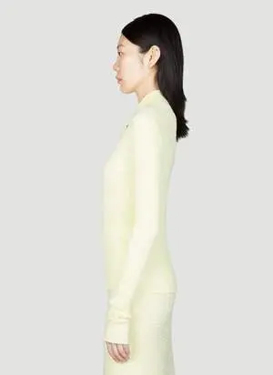 Bottega Veneta Cotton Blend Long Sleeve Ribbed Polo