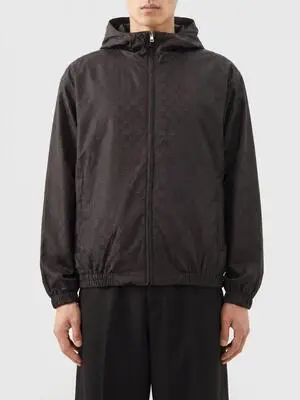 Gucci Gg Monogram Nylon Hooded Windbreaker Jacket