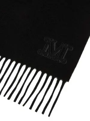 Max Mara Cashmere Stole With Monogram Embroidery - Black
