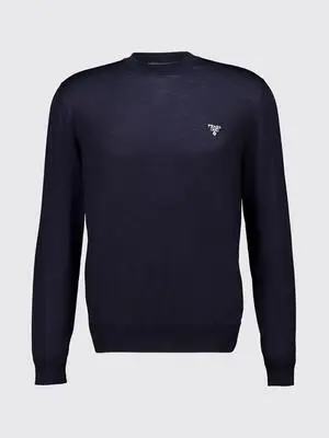 Prada Virgin Wool Crew-neck Pullover - Blue