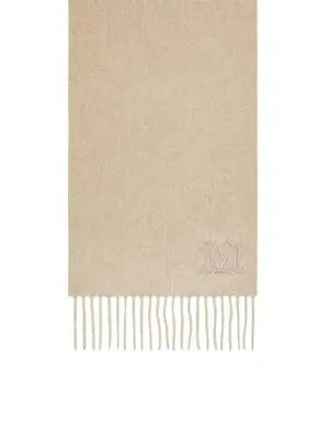 Max Mara Cashmere Stole With Monogram Embroidery - Cream