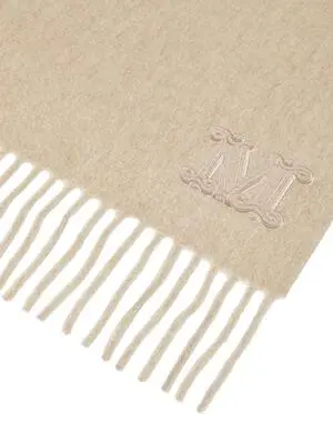 Max Mara Cashmere Stole With Monogram Embroidery - Cream
