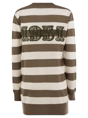 Max Mara Fiemme Long Striped Wool Cardigan