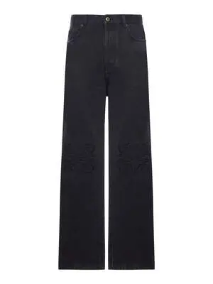Loewe Baggy Jeans With Anagram Embroidery - Black