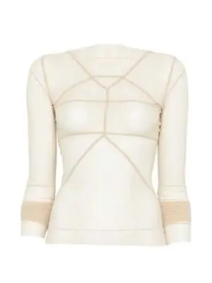 Rick Owens Long-sleeved Top With Sheer Panels At The Temples - Multicolor