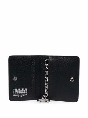 MAISON MARGIELA Bifold Wallet With Stitching Detail And Clasp In Grained Black Leather For - Multicolor