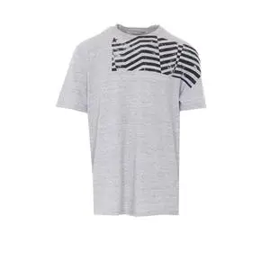 GOLDEN GOOSE Journey T-shirt With Flag Print - Gray