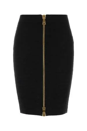 Balmain Stretch Viscose Blend Skirt - Black