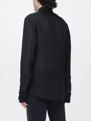 Gucci Long-sleeved Silk Shirt With French Collar And Curved Hem