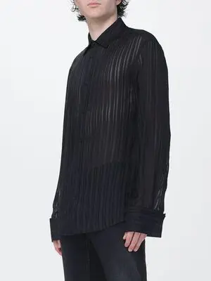 Gucci Long-sleeved Silk Shirt With French Collar And Curved Hem
