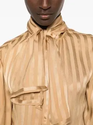 Saint Laurent Striped Pussy Bow Blouse - Multicolor