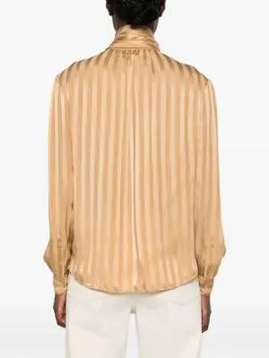 Saint Laurent Striped Pussy Bow Blouse - Multicolor